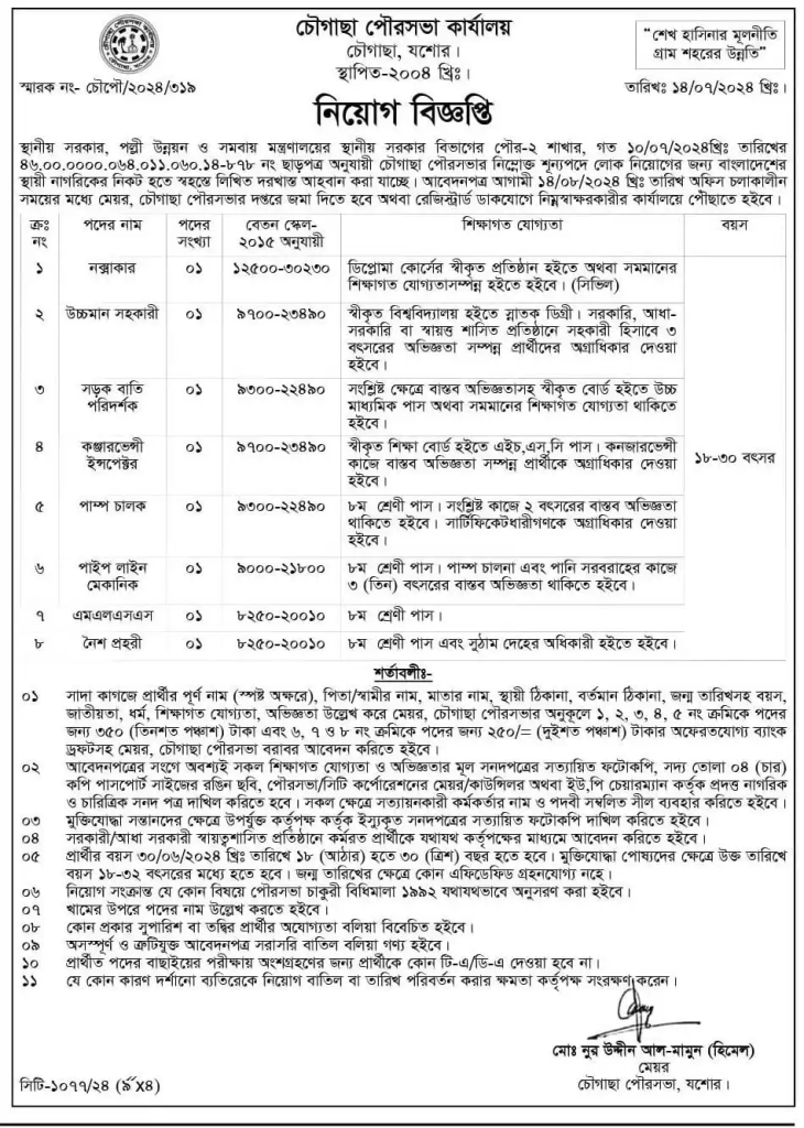 Municipality Job Circular 2024, Apply Dates, Vacancies And Details