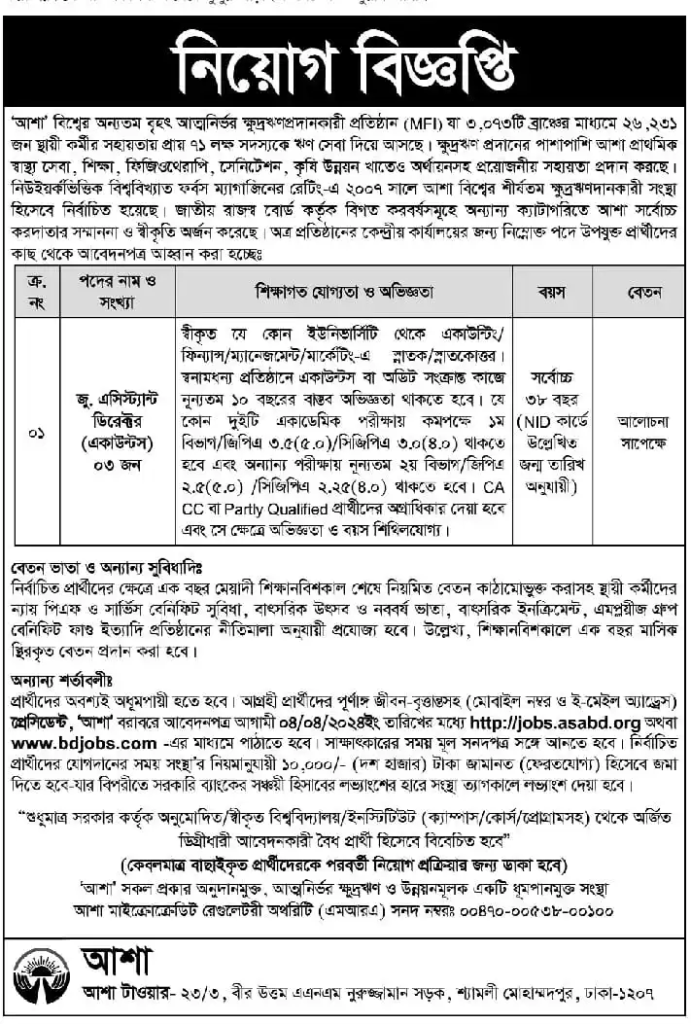 ASA NGO job circular 2024, application date, salary, etc